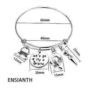 ENSIANTH Let’s Go Fly A Kite Bracelet Practically Perfect in Every Way Mary Poppins Inspired Jewelry Expandable Bangle Gifts For Her (Let’s Go Fly A Kite Bracelet)