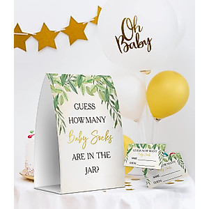 Guess How Many Baby Socks Are In The Jar, Baby Shower Games, Baby Shower Decorations - One Sign and 50 Cards(MANY014)