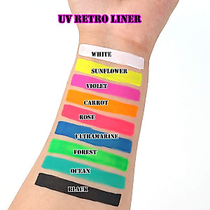 Bowitzki 9 Colors Water Activated Eyeliner Retro Hydra Liner Makeup Graphic Eyeliner UV Glow Fluorescent Color Face and Body Paint