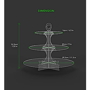 Acrylic Cupcake Stand Tower, 3 Tier Clear Transparent Cupcake Tier Stand Round, Tiered Cupcake Display Stand (Acrylic, Transparent)