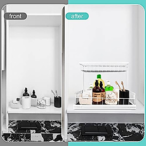 JOLIXIEYE Under Sink Organizer 2 Tier Under Kitchen Sink Organizer Pull Out Cabinet Organizer Multi-Purpose Under Cabinet Storage with Sliding Out for Laundry Bathroom Kitchen,White
