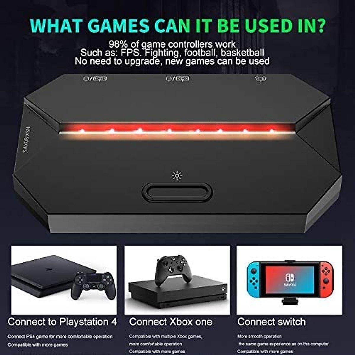 One Handed Gaming Keyboard and Mouse Combo,Rainbow Backlit 39 Keys Mechanical Feel Portable Mini Gaming Keypad+RGB Gaming Mouse+G6L LED Backlit Converter for Xbox One/Xbox 360/PS5/PS4/PS3/PC