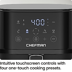 Chefman Air Fryer – 4 QT Compact Airfryer for Quick & Easy Meals in Minutes, Features Hi-Fry Technology for Extra Crisp, Touchscreen Controls with 4 Presets, Nonstick & Dishwasher Safe Basket - Black
