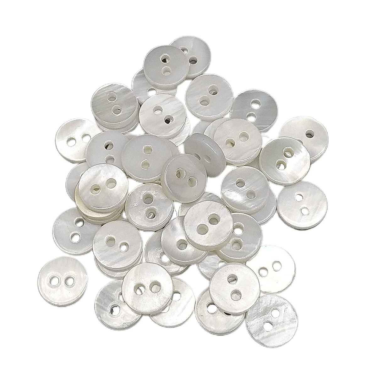 50 Nacar Natural Shell Buttons - Sewing Accessory - 6 Sizes - Manufactured and Shipped from Spain - (8 mm)