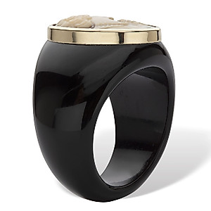 PalmBeach 10K Yellow Gold Cameo Oval Shaped Natural Black Onyx Ring Sizes 6-10 Size 7