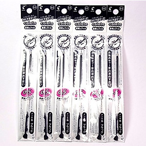 Pilot Hi-Tec-C Coleto Gel Ink Pen Refill 0.5mm, Black, × 6 Packs/total 6 pcs (Japan Import) [Komainu-Dou Original Package]
