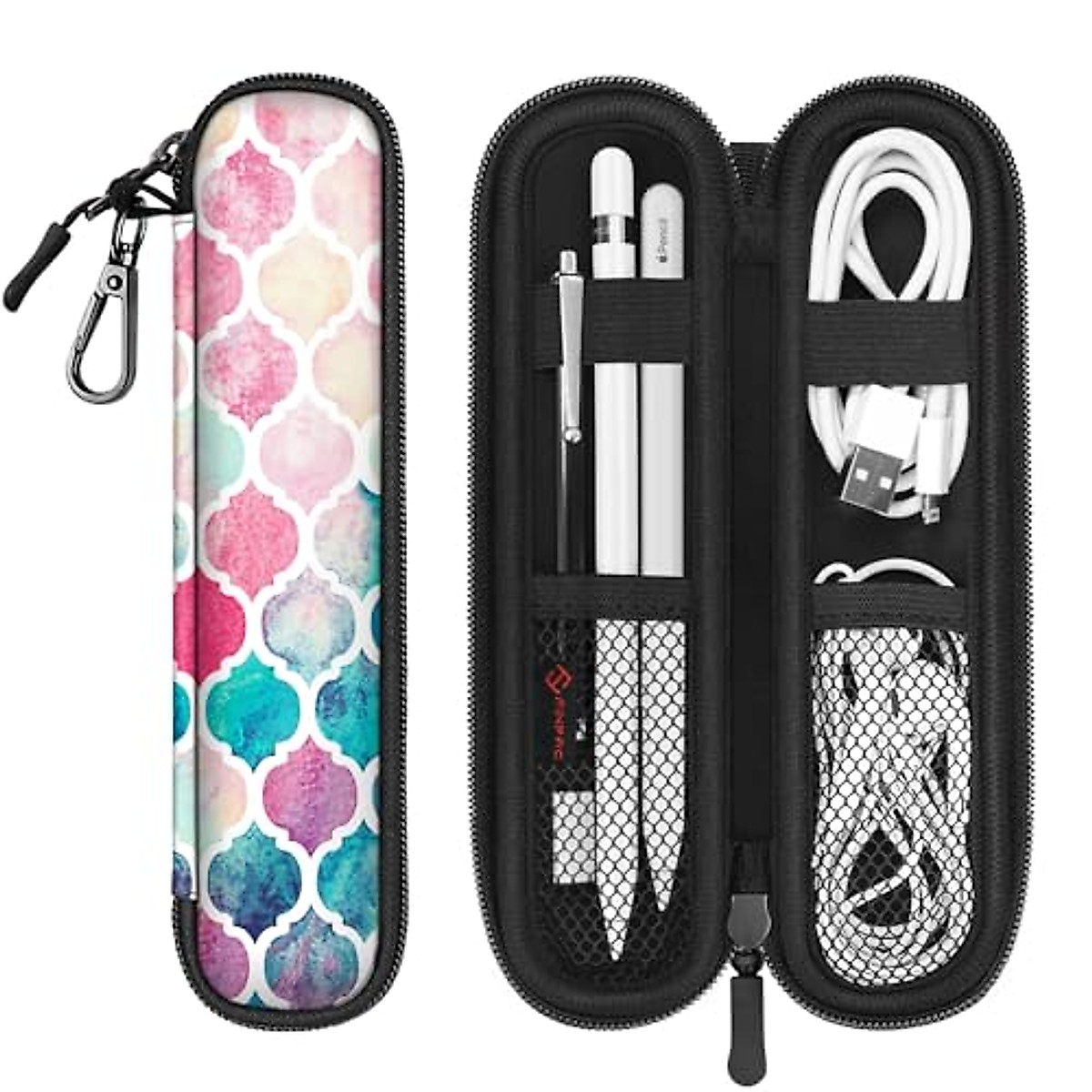 Fintie Pen Holder Case for Apple Pencil Pro, Apple Pencil (USB-C / 1st / 2nd Generation), Soft Neoprene Zipper Carrying Bag Sleeve Pouch for Samsung Stylus, Surface Pen, Moroccan Love
