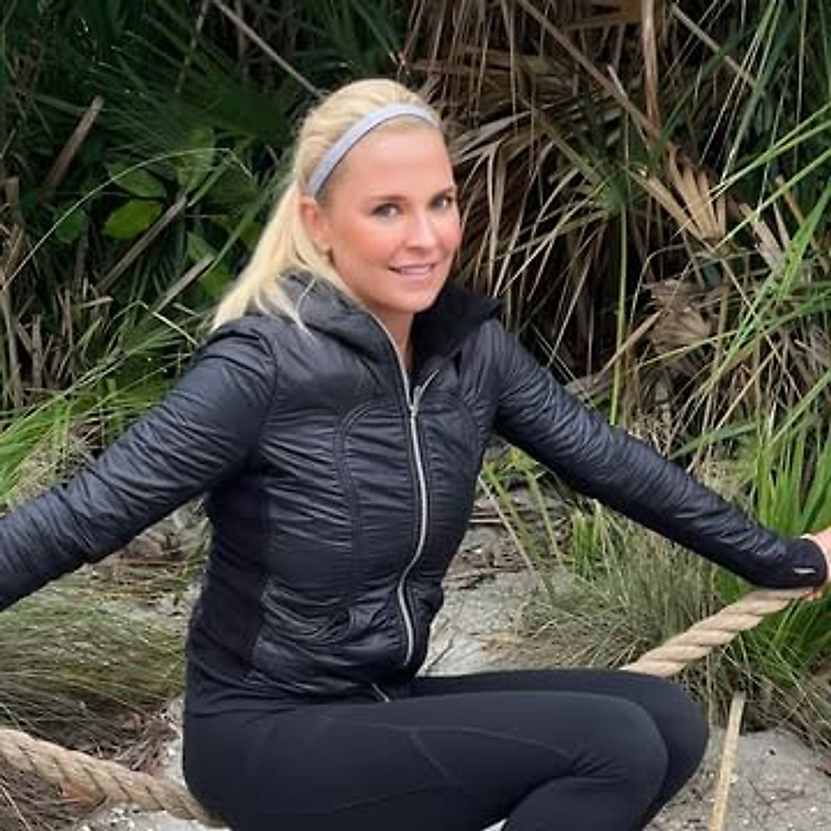 Sweaty Bands Womens Girls Headband - Non-Slip Velvet-Lined Athletic Hairband - 2-Pack Wicked Black 1-Inch and Rock Solid Gray 5/8-Inch