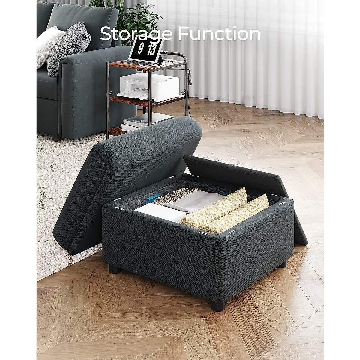 LINSY HOME Modular Sectional Sofa with Storage, Washable Sectional Couch, Covers Changeable, Couch Ottoman to Extend Your Sofa, Dark Grey