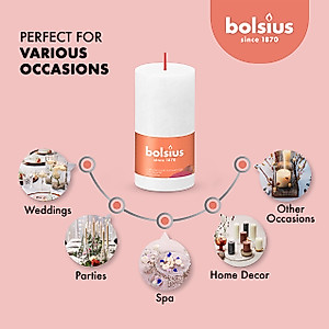 BOLSIUS 4 Pack White Rustic Pillar Candles - 2 X 4 Inches - Premium European Quality - includes Natural Plant-Based Wax - Unscented Dripless Smokeless 30 Hour Party Décor and Wedding Candles