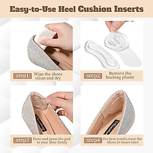 EACOZY Heel Grips, Clear Shoe Heel Inserts, Heel Cushion Pads for Women Men Loose Shoes, 5 Pairs
