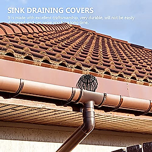 UKCOCO Bathtub Filter 4pcs Roof Filter Gutter Guard Leaf Strainer Black Downspout Drain Cover Anti Blocking Gutter Down Spout Rain Protector Rooftop Floor Drain Basket Bath Filter