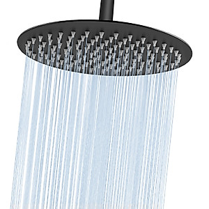 Matte Black Round Rainfall Shower Head 10 Inch Stainless Steel Ultra Thin Design High Pressure