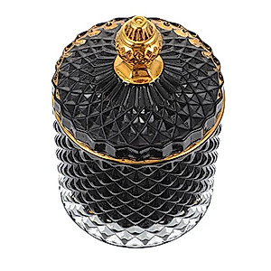 Crystal Diamond Faceted Jar with Lid Glass Apothecary Jars Qtip Holder Home Decorative Storage Container Bathroom Canisters Counter Vanity Organizer for Decoration Wedding Candy Storage