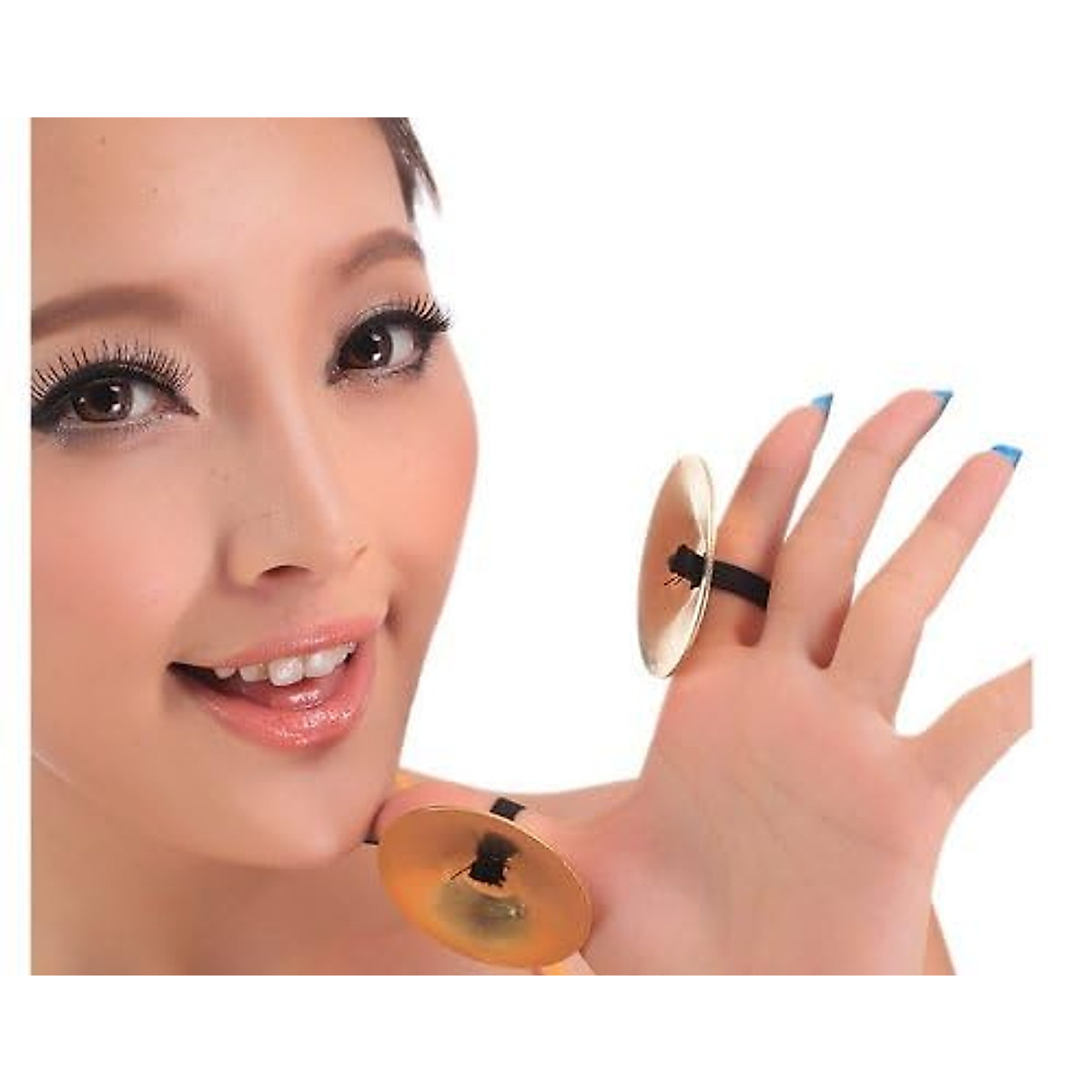 Wowlife 4 Pcs/2 Pairs Professional Belly Dancing Dance Costume Oriental Dance Finger Zills Finger Cymbals for Dancer Evening Party