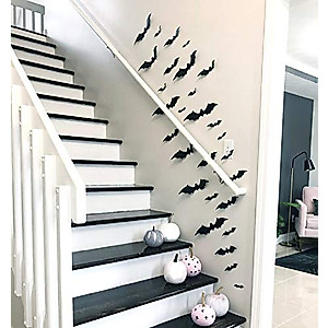 Halloween Bats Wall Decals 77pcs Bat Wall Stickers Halloween 3D Bats for Wall Decoration 4 Size