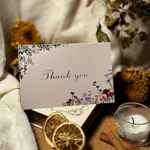 Thank You Cards, 4x6 Inch Vintage Flower Thank You Cards with Envelopes, Elegant Floral Design, Blank Thank You Cards Bulk for Birthday, Wedding, Anniversary, 20 Pack