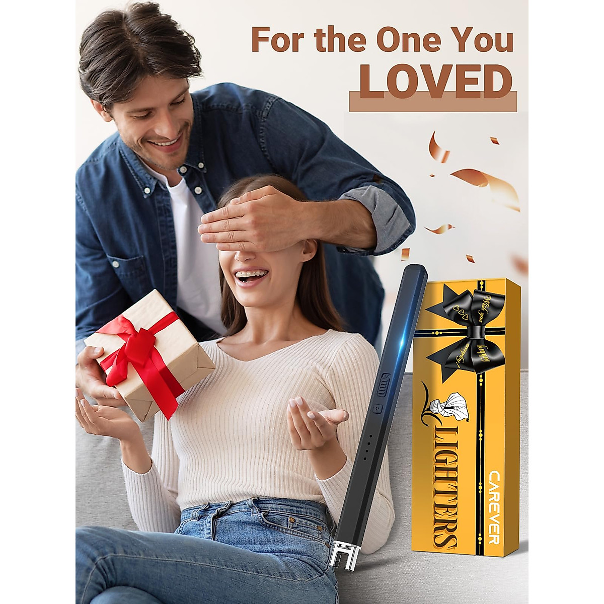 Candle Lighter Valentines Day Gifts for Her Him Wife Girlfriend Rechargeable Electric Long Lighters for Kitchen Home Camping Gift for Women Men Adults