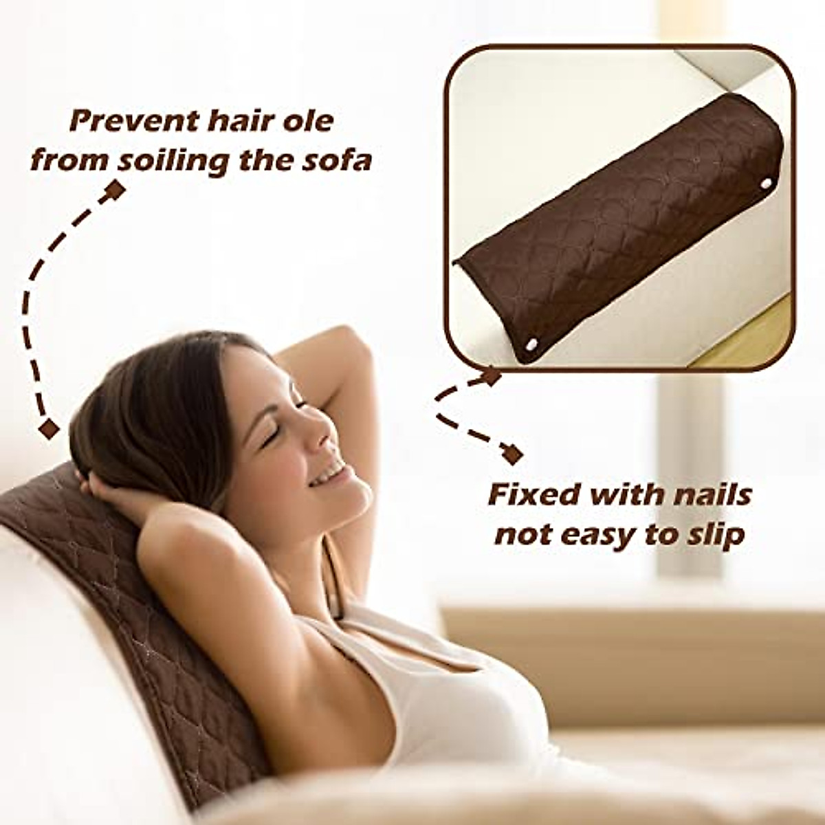 Panelee 2 Pcs Headrest Cover for Recliner Chair Sofa Headrest Cover Head Protector Furniture Protector for Recliner Sofa Slipcovers(Chocolate)