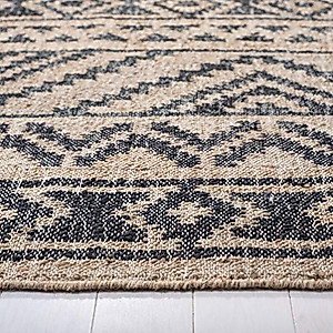 SAFAVIEH Kilim Collection 4' x 6' Natural / Charcoal KLM751A Handmade Moroccan Boho Jute & Cotton Area Rug