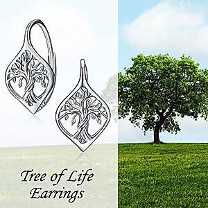 WINNICACA Tree of Life Earings for Women Sterling Silver Tree of Life Leaver back Earrings Tree of Life Jewelry Gifts for Women Birthday