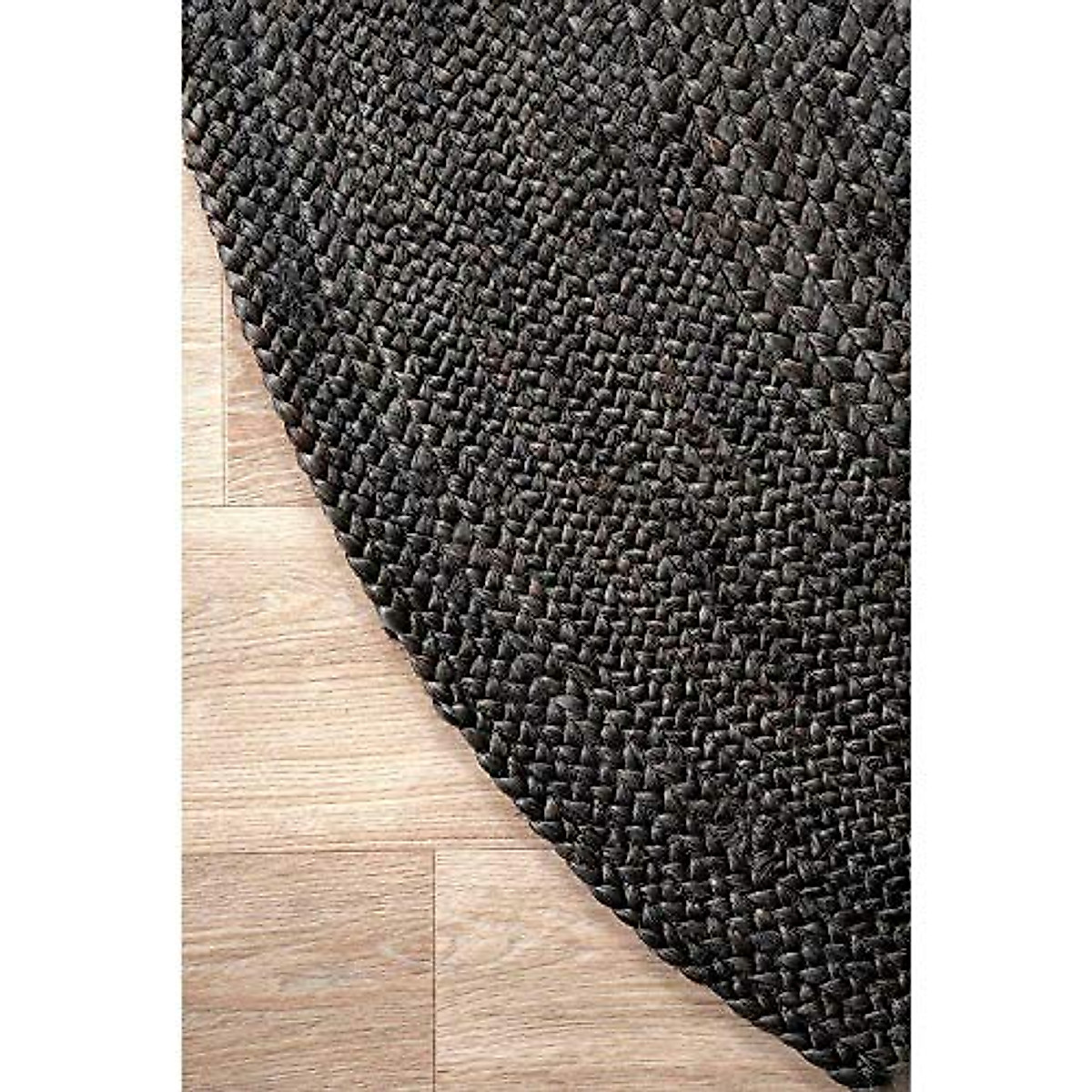 THE PIKKU INTERNATIONAL - Rug Round Natural Jute Hand Woven Braided Area Rug Black Color Carpet (132 x 132 Inch (11 Feet Round))