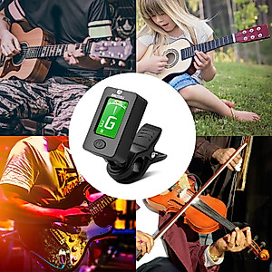 BROTOU Guitar Tuner Clip On with Guitar Capo for Guitar, Bass, Violin, Ukulele, Digital Electronic Tuner Acoustic Guitar Accessories with LCD Display