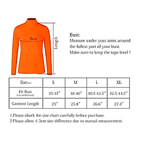 YumiDay Mock Turtleneck Base Layer Women(Orange,XL)