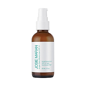 Josie Maran Argan Oil Daily Facial Moisturizer with SPF 47 & SunBoost ATB - Lightweight, Chemical Free Facial Sunscreen with Jojoba Oil & Green Tea - Smooths Texture & Boosts Radiance (2 oz)