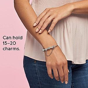 PANDORA Moments Heart Clasp Snake Chain Bracelet - Compatible Moments Charms - Gift for Her - Sterling Silver - With Gift Box - 7.5"