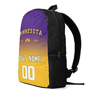 Minnesota Custom Backpack with Name and Number Backpack for Men Women Gifts