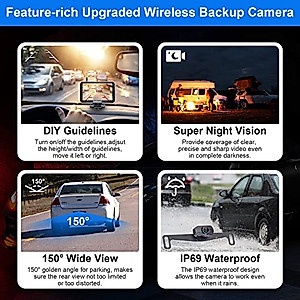 DoHonest Wireless Backup Camera for Trucks Car Pickup Camper Van with 7 Inch Monitor System, HD 1080P Bluetooth Backup Camera 2.4G Stable Digital Signals, Support Add Second RV Rear View Camera-V29