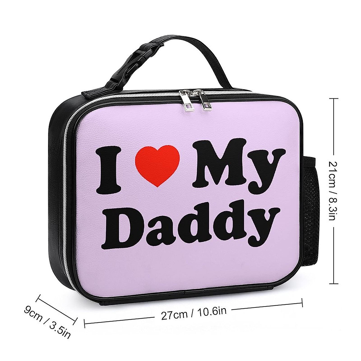 I Love My Daddy Insulated Lunch Tote Bag Durable Lunch Box Container with Detachable Buckled Handle for Office Work Picnic Travel