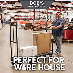 BISupply Rolling Cart 61x16 Narrow Aisle Moving Dolly with Curb Wedge Ramps - 2000lb Load Capacity Industrial Uboat Platform Truck with Handles