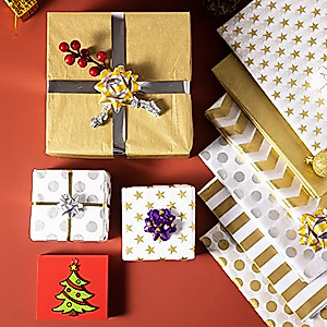 JOYIN 150 Piece Christmas Metallic Silver and Gold Tissue Paper Assortment (20" x 20" inches) Holiday Gold Gift Wrapping for Party Favors Goody Bags, Xmas Presents Wrapping Stocking Stuffers