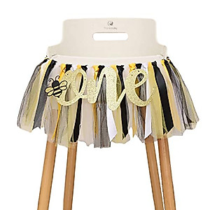 Bee Theme High Chair Banner - Baby First Birthday Party Banner - Smash Cake Photo Prop - 1st Birthday Photo Backdrop (Bee)