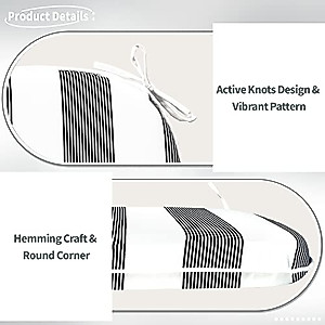 TWLEAR Indoor/Outdoor Chair Cushions 16x17 Inch, Patio Chair Cushions with Ties, All Weather Seat Cushions for Patio Furniture Home Garden Chair Use, Set of 4, Stripe Cabana Black