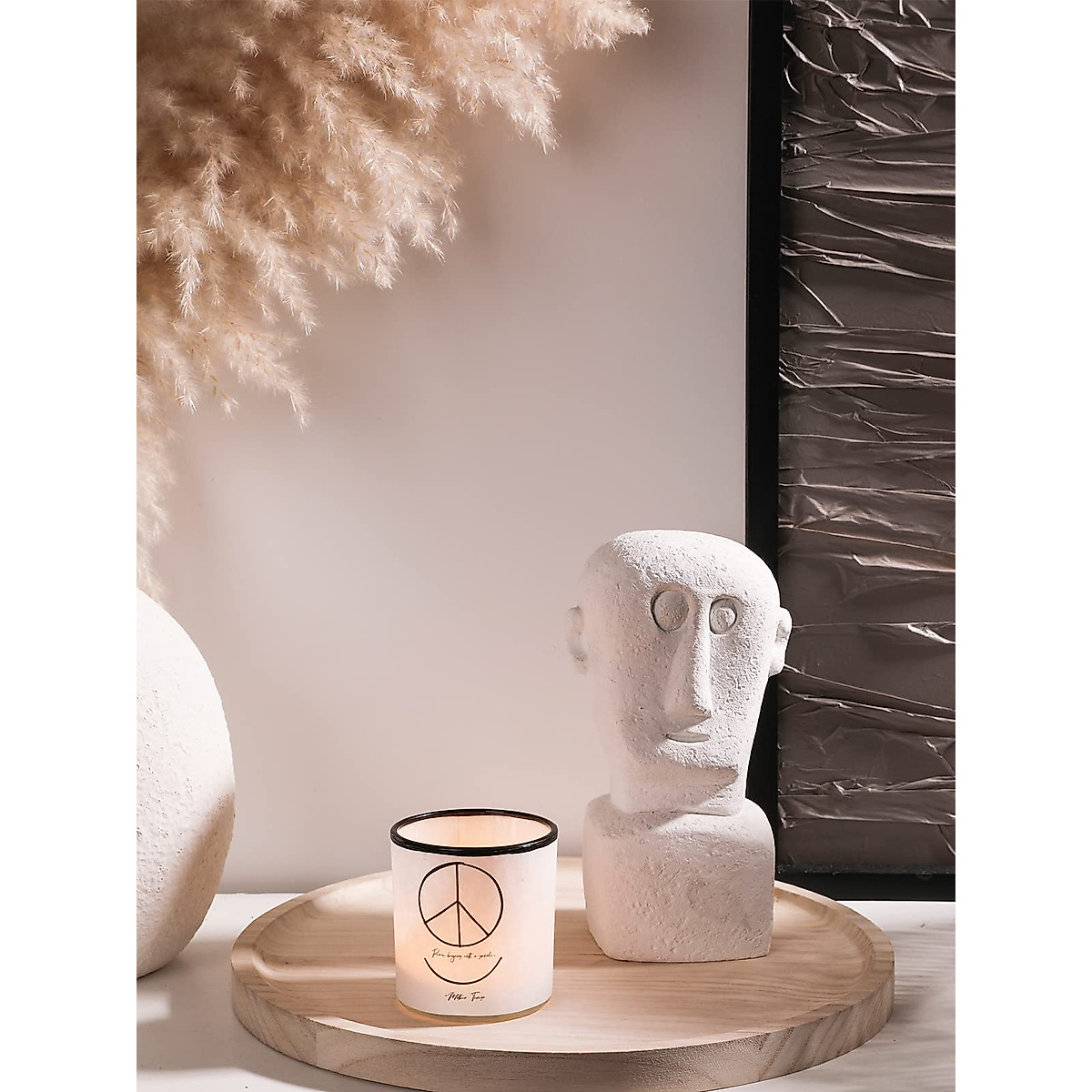 RM ROOMERS 11in Round Wood Tray, Round Coffee Table Tray for Home Decor, Decorative Trays for Coffee Tables, Natural Wood Tray for Kitchen Counter Bathroom Farmhouse