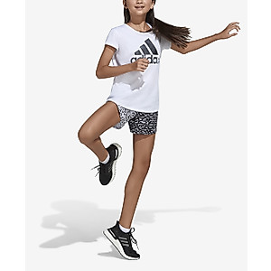 adidas Girls' Printed Woven Shorts, Black, Large