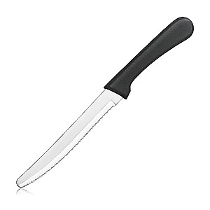 New Star Foodservice 58994 Stainless Steel Steak Knife, 4.5-Inch Rounded Serrated Blade with Plastic Handle, Set of 12