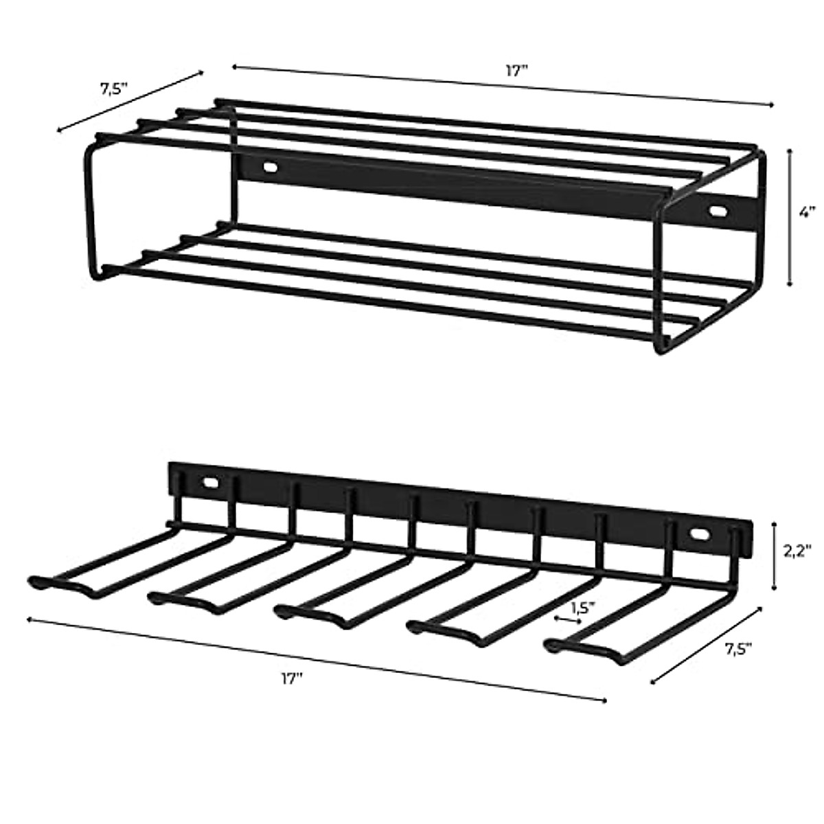 LADECH Set of 2 Holder Rack with Storage Shelf - Power Tool Organizer , Holds 4 Drills & Batteries - Heavy Duty Hanging Wall Mount for Garage , Home , Workshop