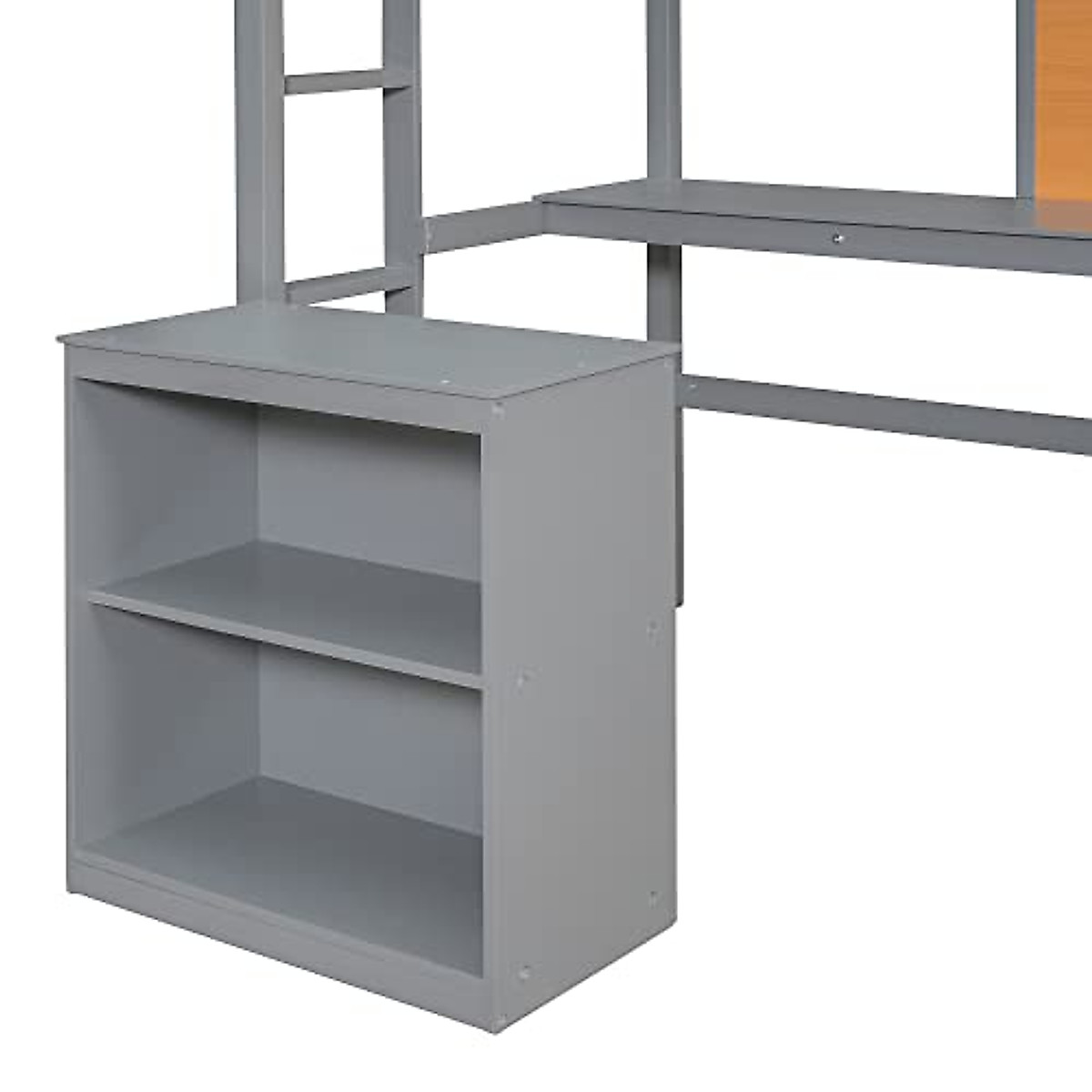 BOVZA Twin Size Loft Bed with Desk and Writing Board, Wood Loft Bed Frame with 2 Drawers Cabinet and 2 Side Ladders, Gray