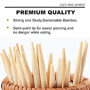 HOPELF 5.5 inch Semi Point Bamboo Skewers - 5mm Thick Natural Bamboo Sticks For BBQ Caramel,Candy Apple Sticks, Corn Dog,Corn Cob,Cookie,Lollipop,Kabob,Gril.(100 pcs)