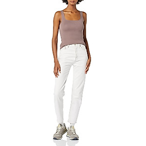 Amazon Essentials Women's Slim Fit Square Neck Tank, Pack of 2, Light Beige/Dark Taupe, Large