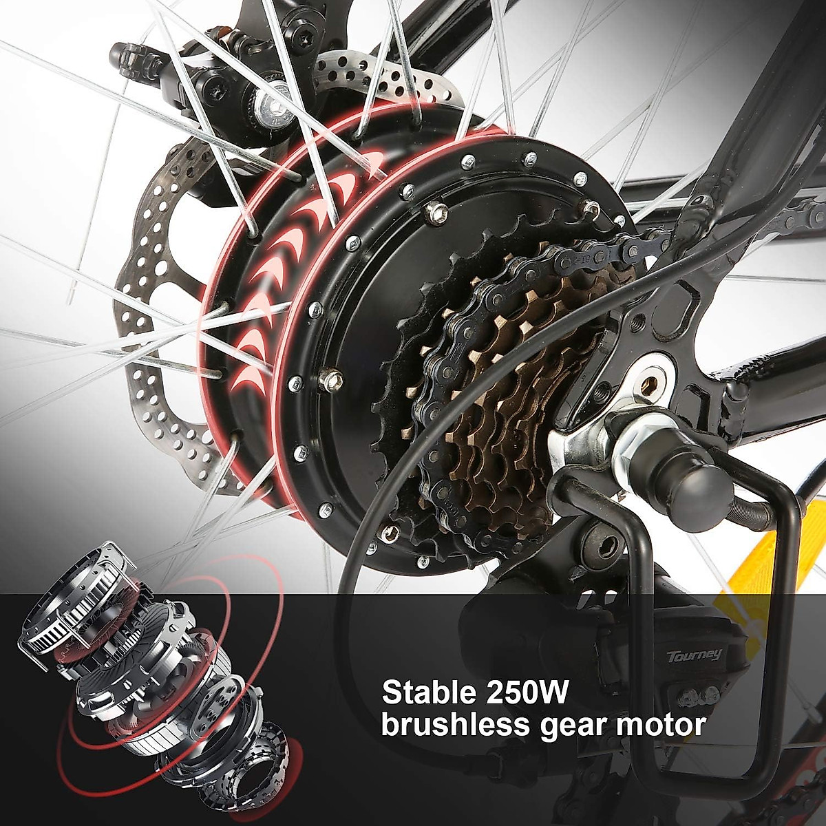 ANCHEER 26 inch Electric Bike for Adults, Commuting Ebike with 36V 10.4Ah Battery, 250W Motor Electric Mountain Bike, and Professional 21 Speed Gears