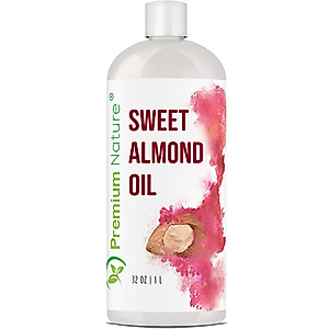 Sweet Almond Oil Carrier Oil - Cold Pressed Pure Natural Body Massage Oils for Essential Oils Mixing, Baby Oil Dry Skin Face Moisturizer Eye Makeup Remover Healthy Nails Packaging May Vary (32 ounce)
