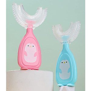 CUKEYOUZ U Shaped Kids Toothbrushes Toddler U Shaped Toothbrush 360° Kids U-Shaped Toothbrush Full Mouth Toothbrush Silicone Brush Head for Age 2-6 & 6-12