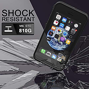 Diverbox iPhone SE 2020 Waterproof Case iPhone 8 Waterproof Case,Waterproof Shockproof IP68 Full-Body Sturdy Case Built-in Screen Protector, Durable Underwater for Full Sealed Cover 4.7 in (Black)