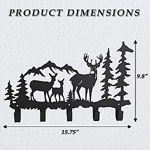 VIVICOMFY Metal Deer Coat Hooks Wall Art Decor-Deer Hangers and Key Holder-Clothes Hat Rack and Backpack Hanger-Animal Theme Hooks Sweet Home Decor for Storage, Living Room, Hallway, Office (Black)