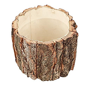 Cabilock Bonsai Pot Wood Flower Container Bark Flower Pot Small Wooden Bucket Barrel Planters Rustic Flower Planters for Indoor Home Decor Small Plants Holder 12x12x10cm Pots for Succulents